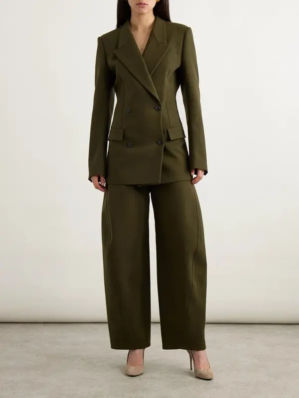 Alaïa Double-breasted Cotton-twill Blazer - Green