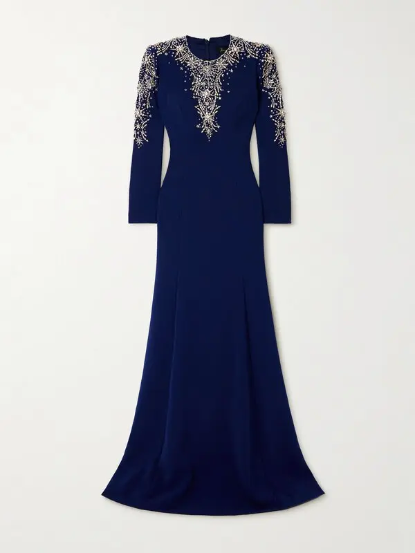 Jenny Packham Crystal-embellished Crepe Gown