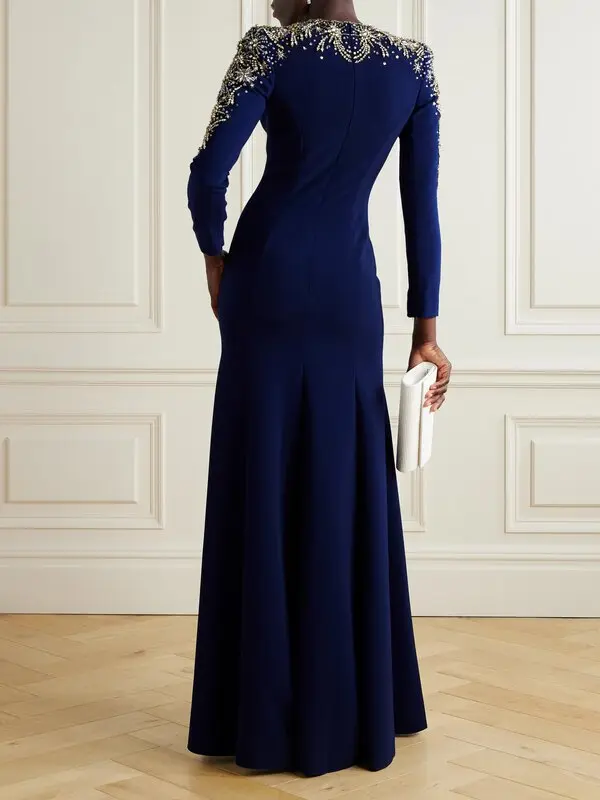 Jenny Packham Crystal-embellished Crepe Gown