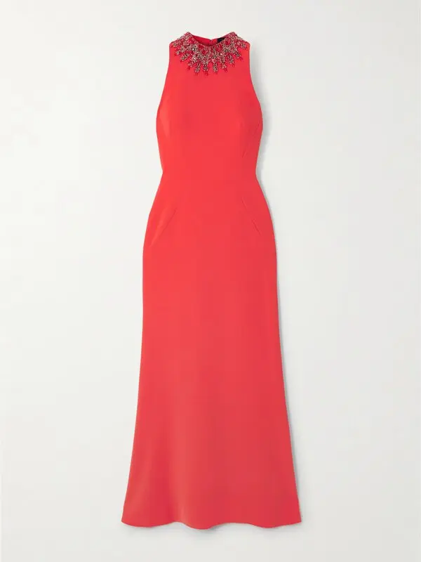 Jenny Packham Eclipse Crystal And Bead-embellished Crepe Gown