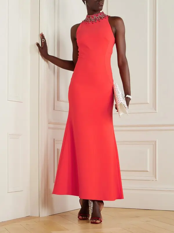 Jenny Packham Eclipse Crystal And Bead-embellished Crepe Gown