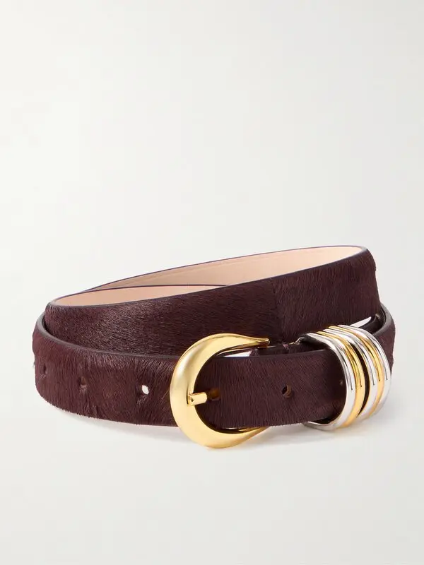 DEHANCHE Hollyhock Calf Hair Belt - Brown