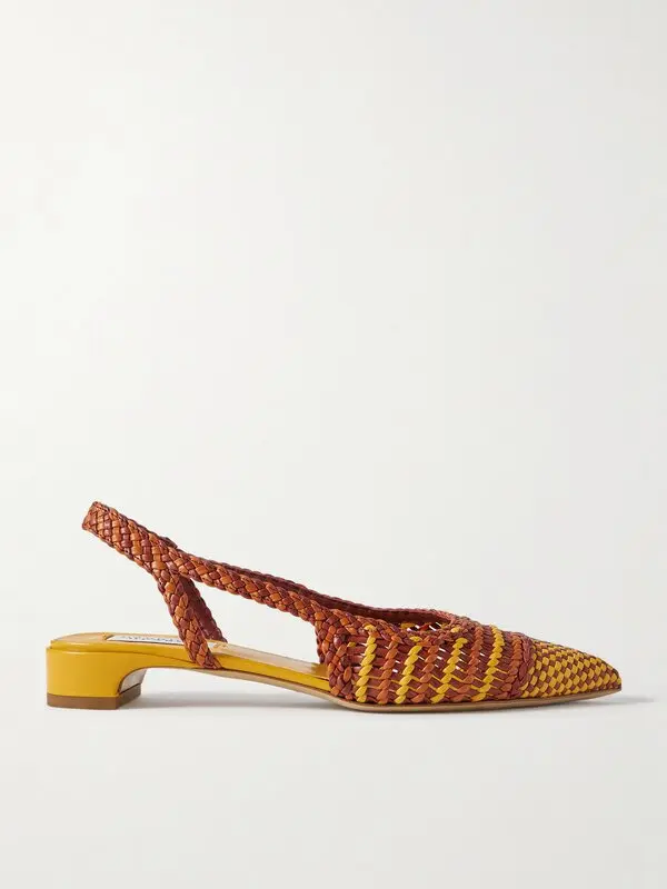 Gabriela Hearst Perro Woven Leather Slingback Pumps - Orange
