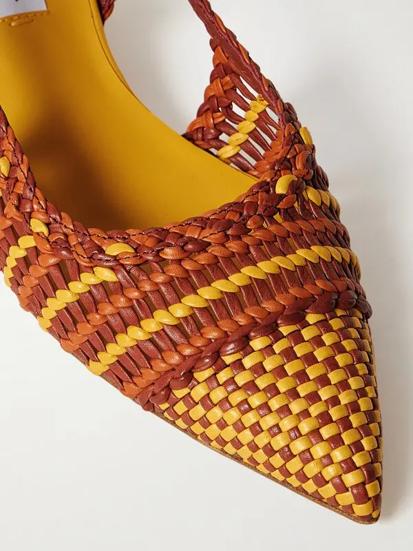 Gabriela Hearst Perro Woven Leather Slingback Pumps - Orange