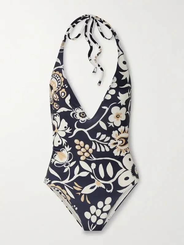 La DoubleJ Printed Halterneck One-piece Swimsuit - Blue