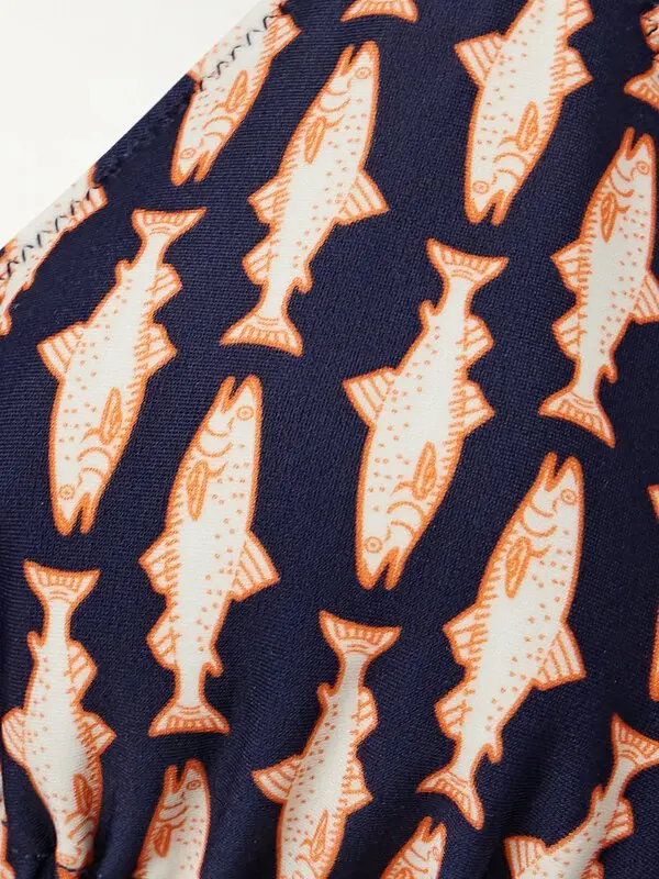 La DoubleJ Printed Triangle Bikini Top - Blue