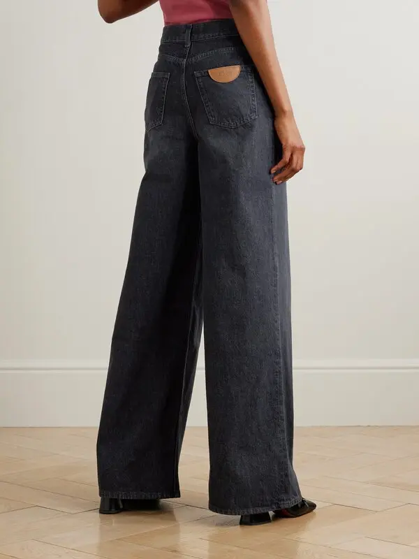 Chloé High-rise Wide-leg Jeans In Smoked Onyx