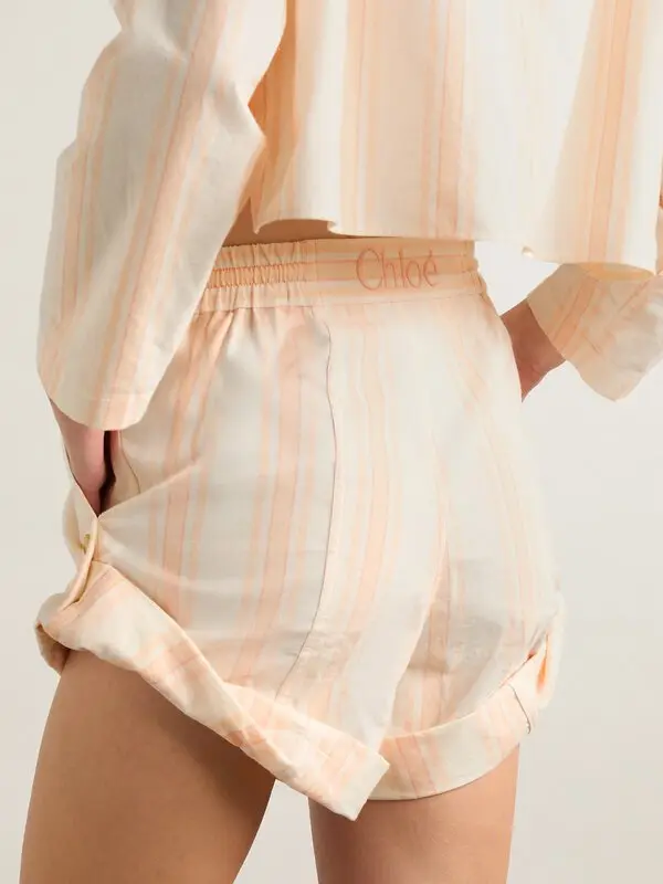 Chloé Striped Cotton-poplin Shorts
