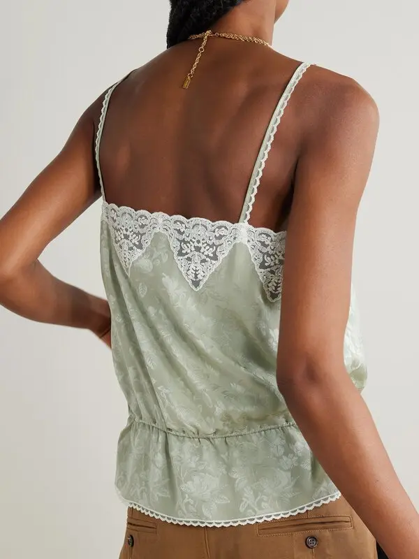 Chloé Lace-trimmed Silk-jacquard Camisole