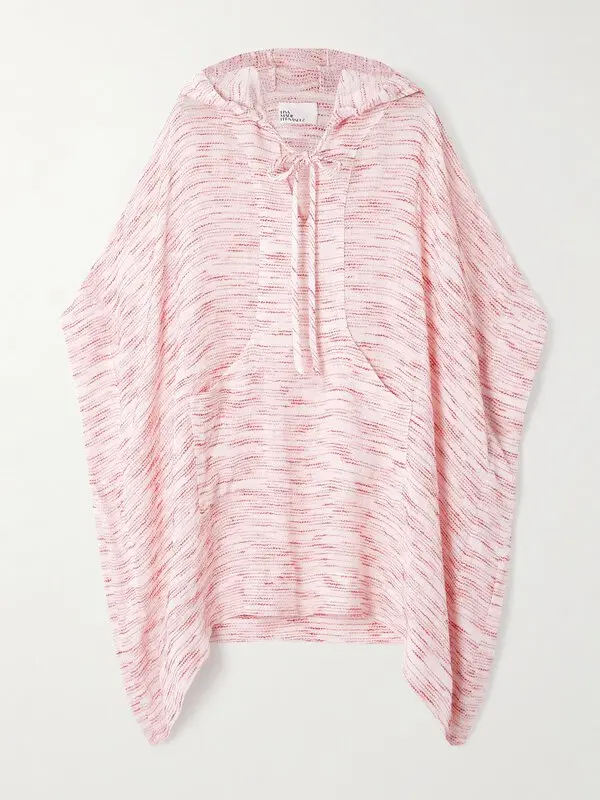 Lisa Marie Fernandez Hooded Striped Linen-blend Gauze Poncho - Red