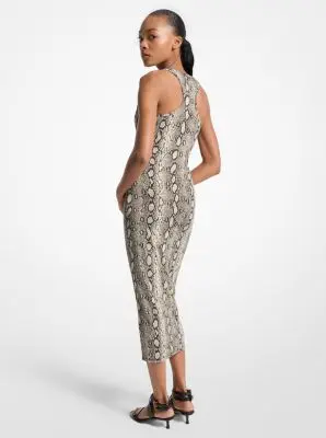Michael Kors Snake Print Stretch Jersey Racerback Dress