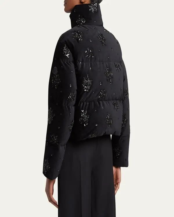 Moncler Nelles Embellished Down Puffer Jacket
