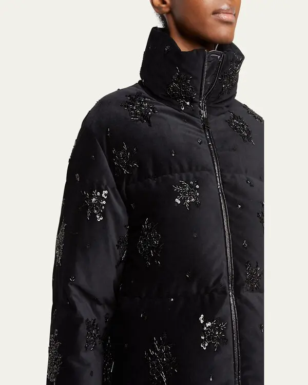 Moncler Nelles Embellished Down Puffer Jacket