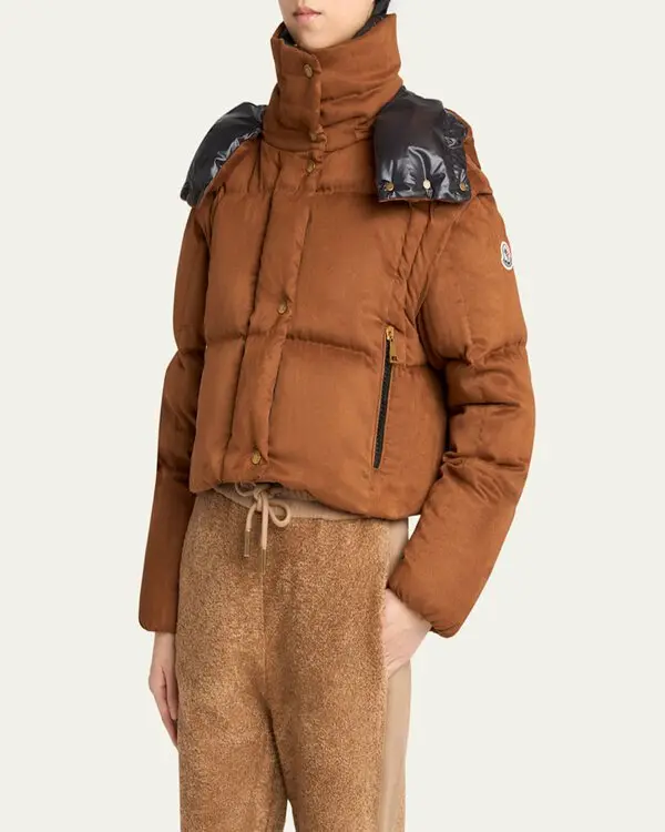 Moncler Paterne Convertible Short Down Jacket With Detachable Hood