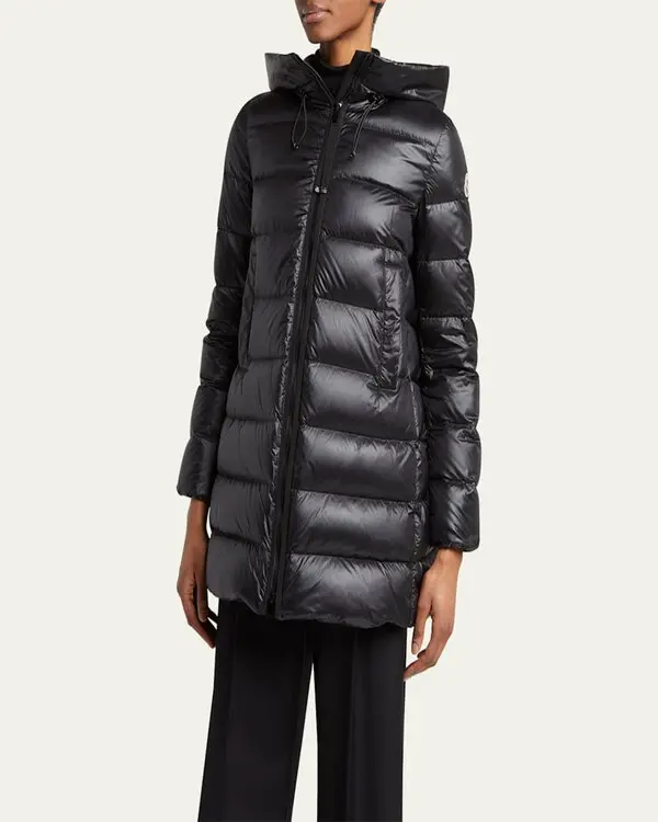 Moncler Suyenne Hooded Long Down Parka - Black