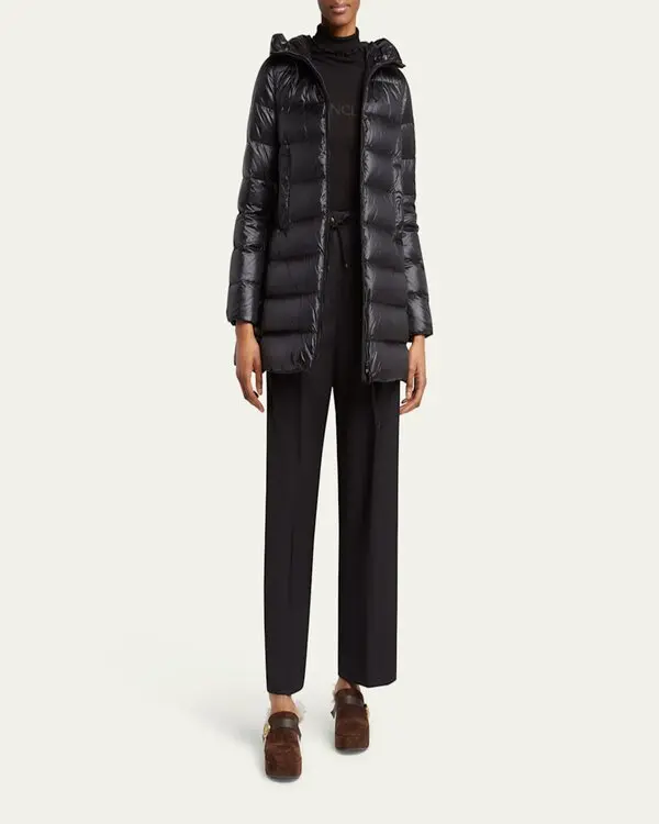 Moncler Suyenne Hooded Long Down Parka - Black