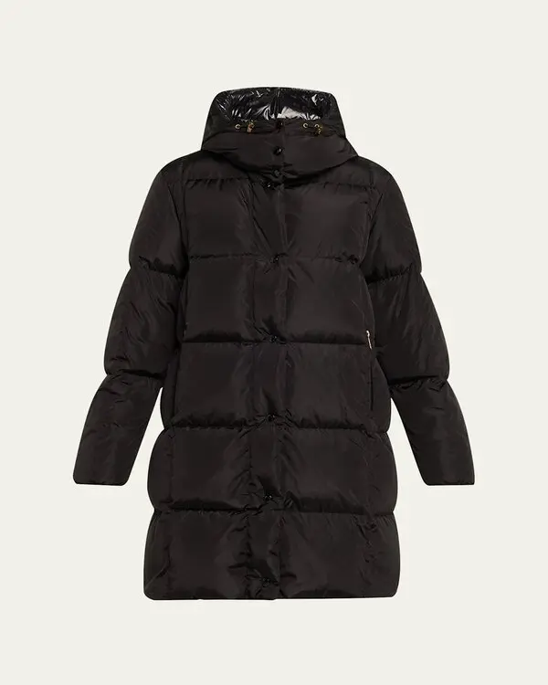 Moncler Quilted Down Puffer Coat With Detachable Hood - Black