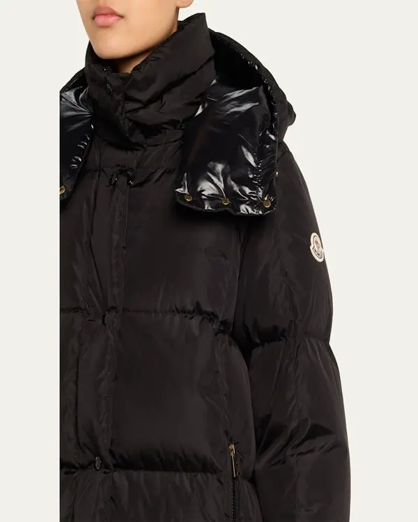Moncler Quilted Down Puffer Coat With Detachable Hood - Black