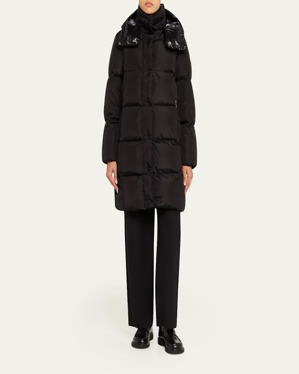 Moncler Quilted Down Puffer Coat With Detachable Hood - Black
