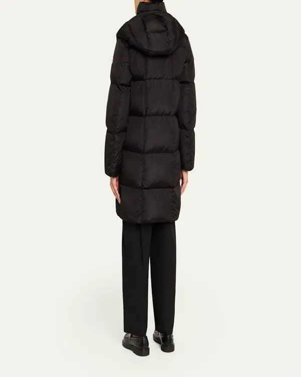 Moncler Quilted Down Puffer Coat With Detachable Hood - Black