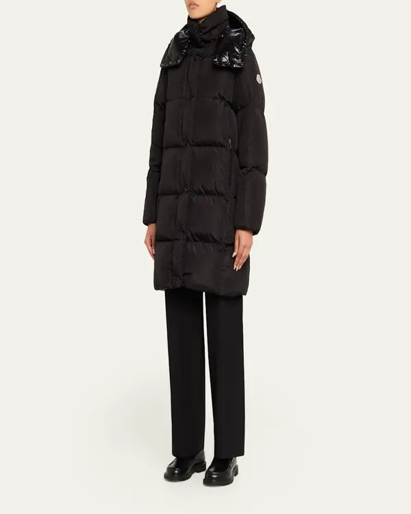Moncler Quilted Down Puffer Coat With Detachable Hood - Black