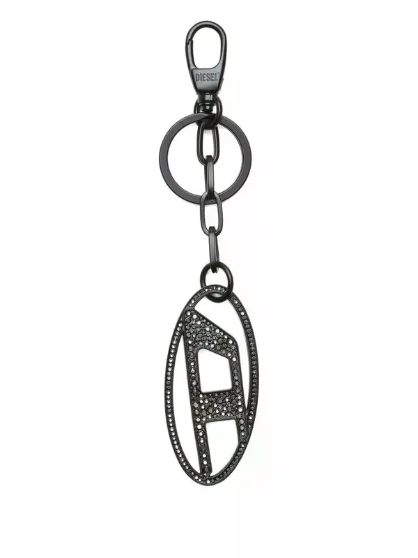 Diesel Keychain With Crystal Embellishment - Black