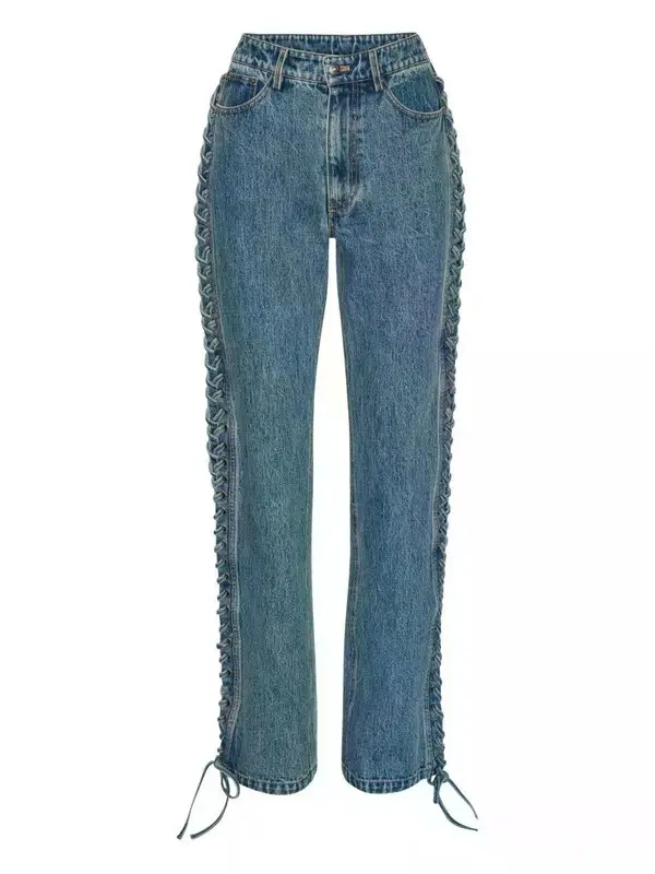 ROTATE BY BIRGER CHRISTENSEN Laced Straight Leg Jeans - Blue