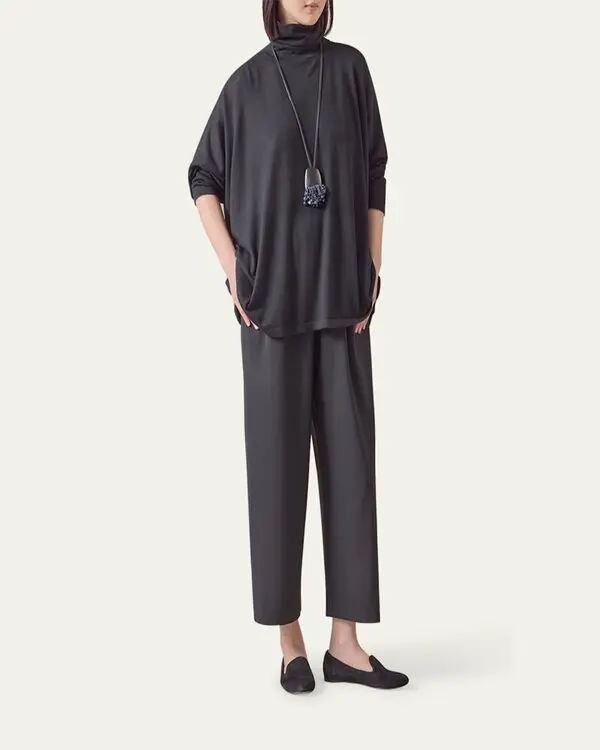 Eskandar Wide Scrunch Neck Top