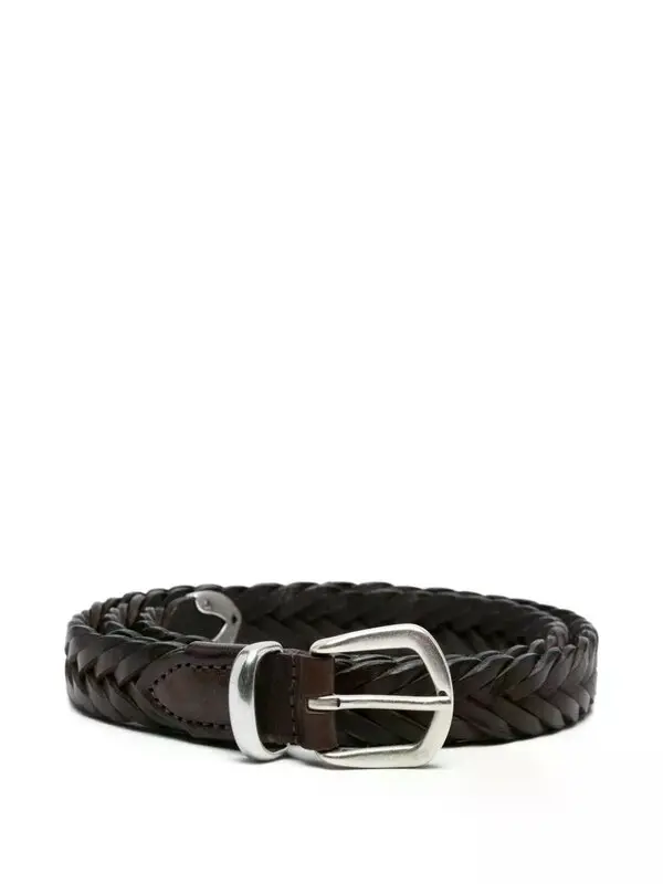 Eleventy Braided Leather Belt - Brown