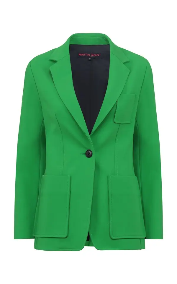 Martin Grant Notched Lapel Multi-pocket Blazer - Green