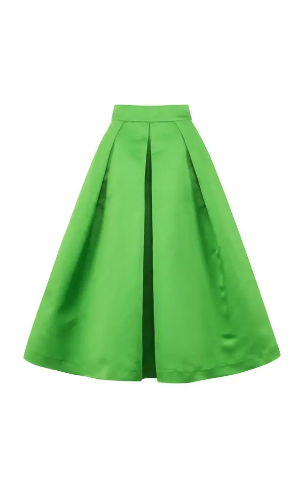 Martin Grant Pleated Silk Midi Skirt