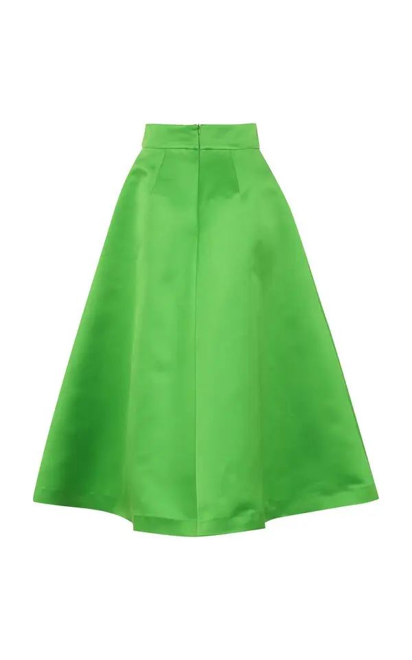 Martin Grant Pleated Silk Midi Skirt