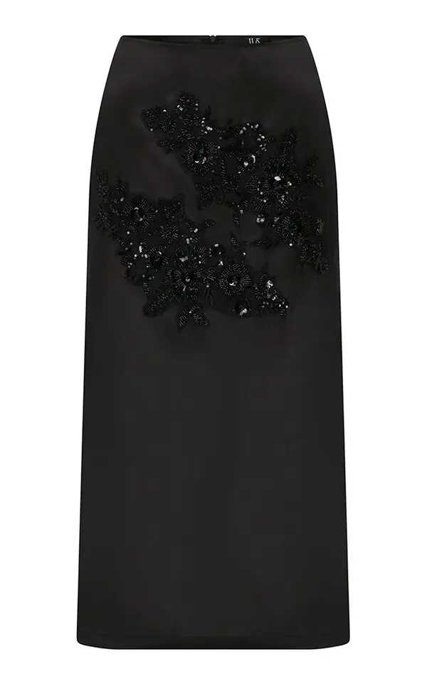 Ila Pixie Embellished Silk-organza Midi Skirt - Black