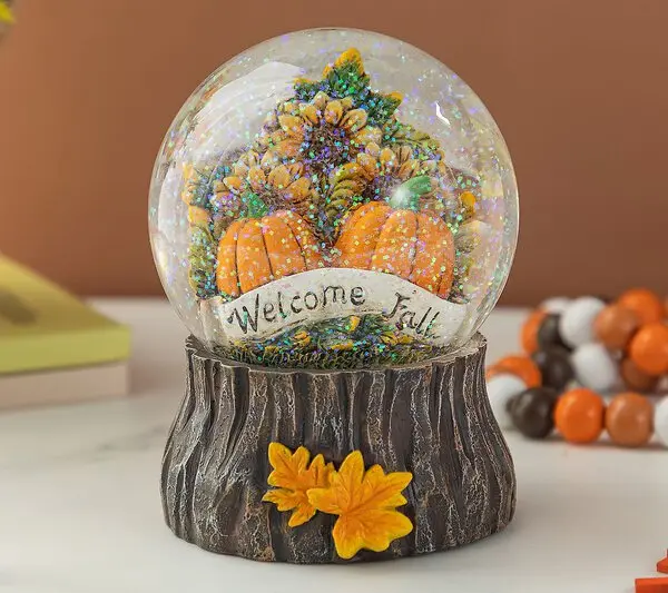 GLITZHOME 6h Fall Harvest Sunflower And Pumpk In Waterglobe - One-color