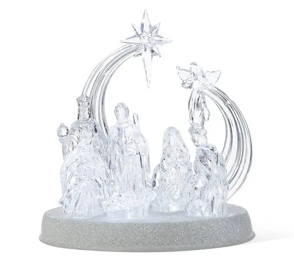 GLITZHOME Christmas Lighted Tabletop Nativity S Cene Figurine