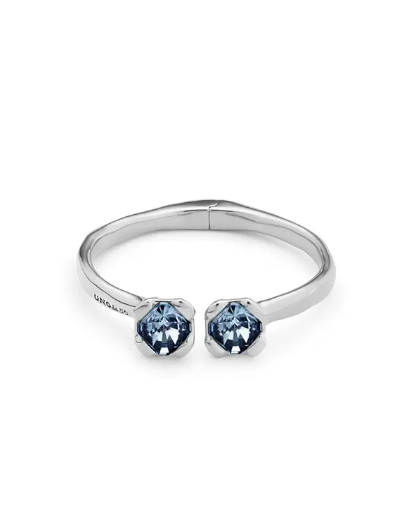 UNODE50 Sterling -plated Bangle Bracelet With Blue Crystals - Silver