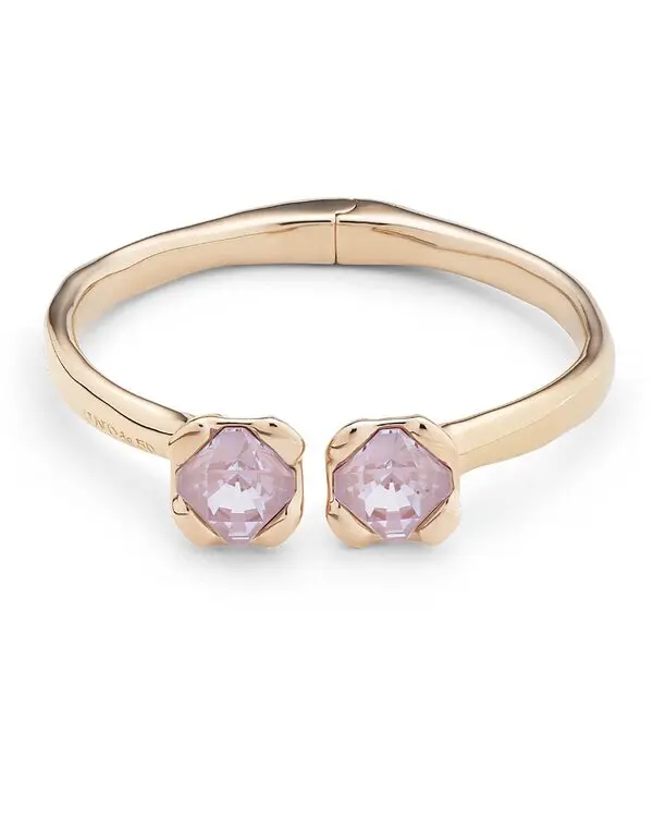 UNODE50 Open Spring Cuff Bracelet With Pink Crystals - Gold