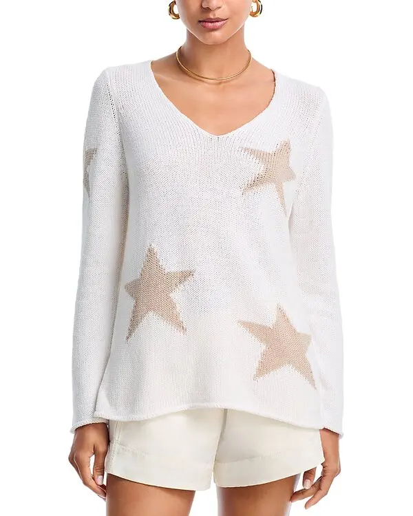 Aqua Stars V Neck Sweater