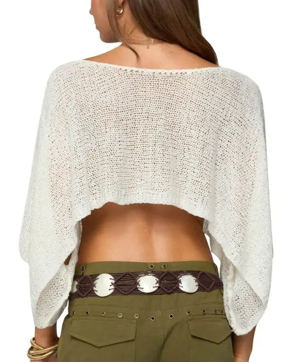 EDIKTED Laline Oversized Knit Crop Top - Cream