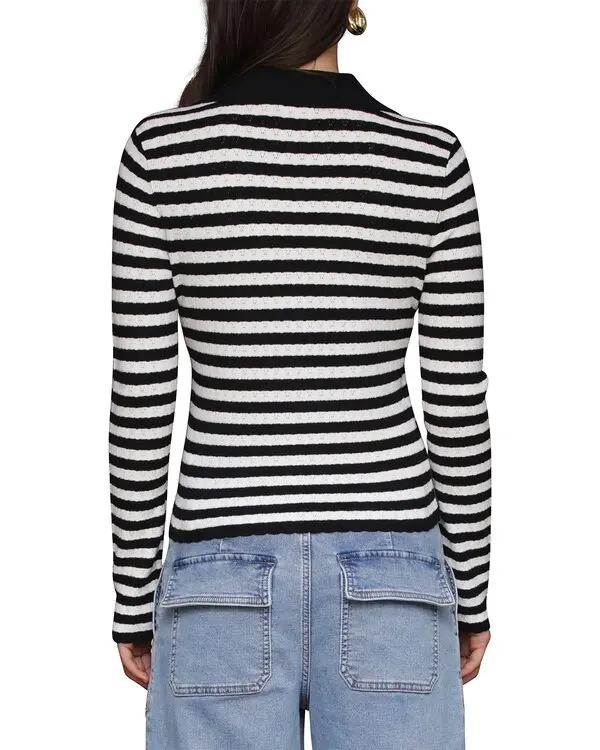 Avec Les Filles Striped Polo Cardigan