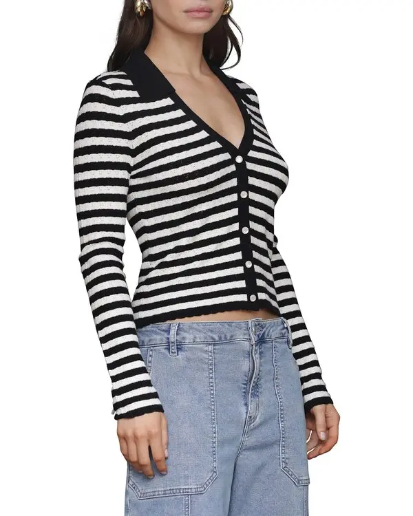 Avec Les Filles Striped Polo Cardigan