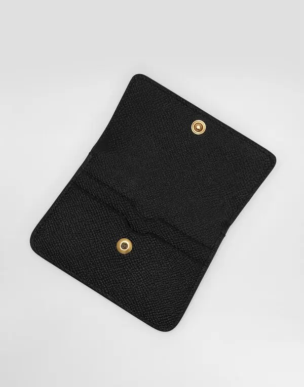 Dolce & Gabbana Dauphine Print Calfskin Card Holder - Black