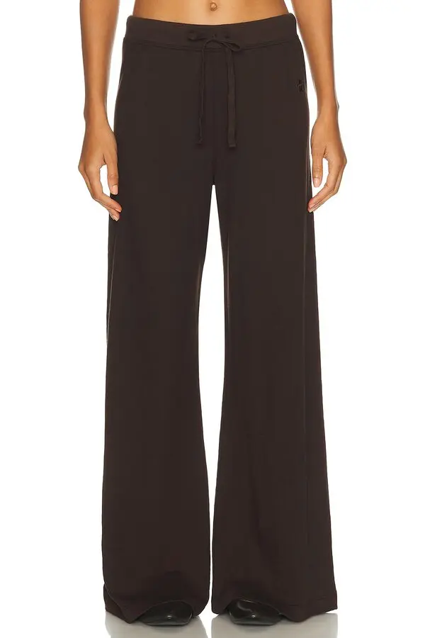 Eterne Drawstring Lightweight French Terry Wide Leg Sweatpant - Espresso