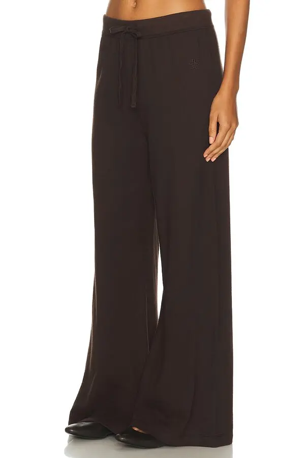 Eterne Drawstring Lightweight French Terry Wide Leg Sweatpant - Espresso