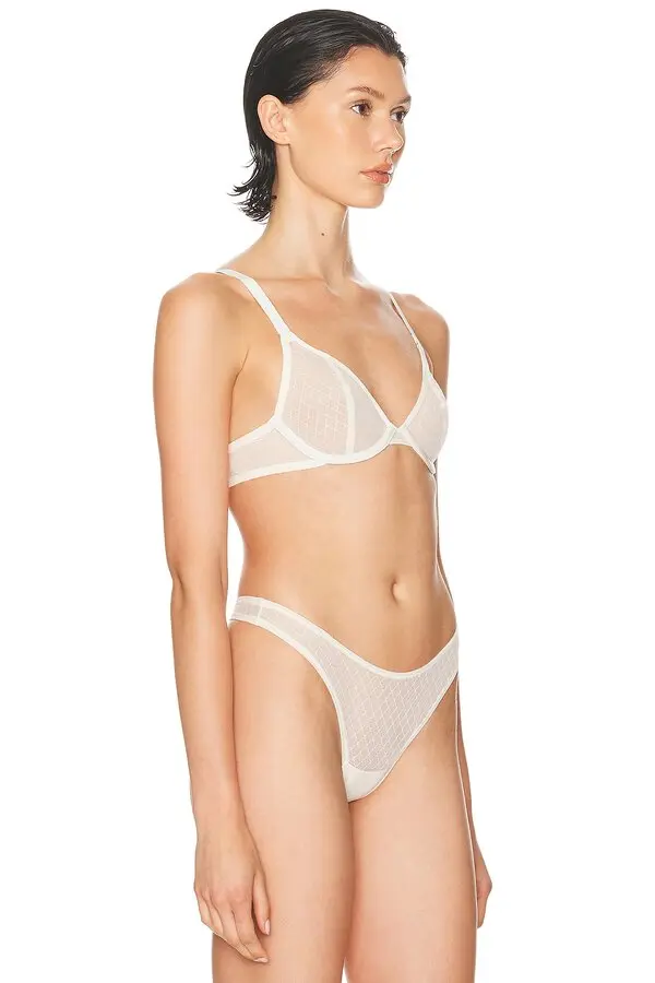 CUUP Trellis Lace Plunge Bra In White