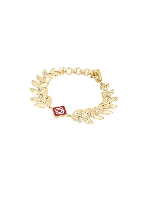 Casablanca Laurel Leaf Bracelet - Gold & Red