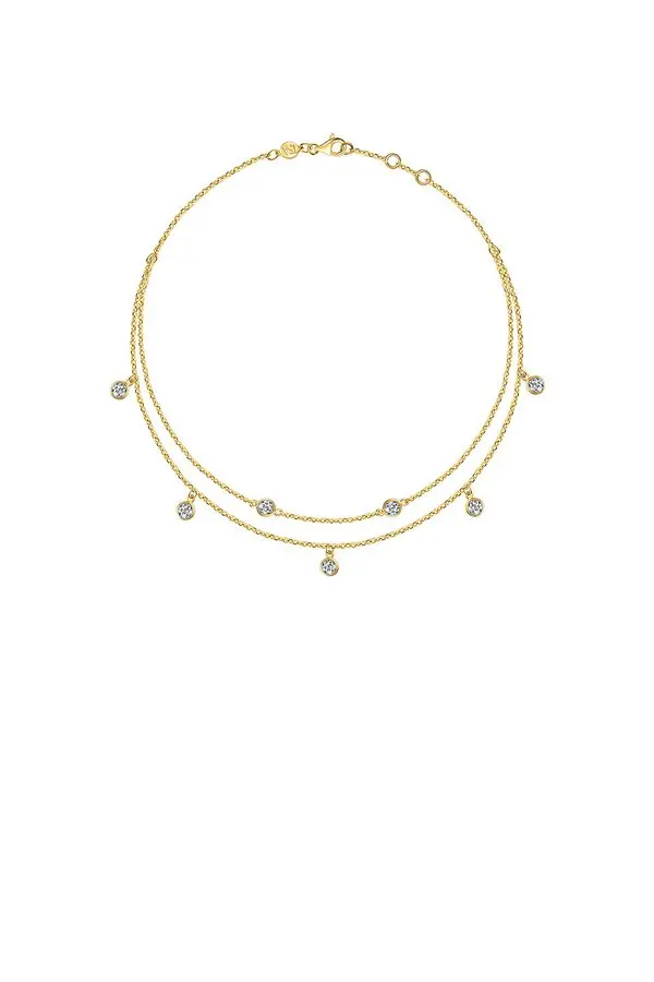ISA GRUTMAN Diamond Double Chain Anklet - Yellow Gold