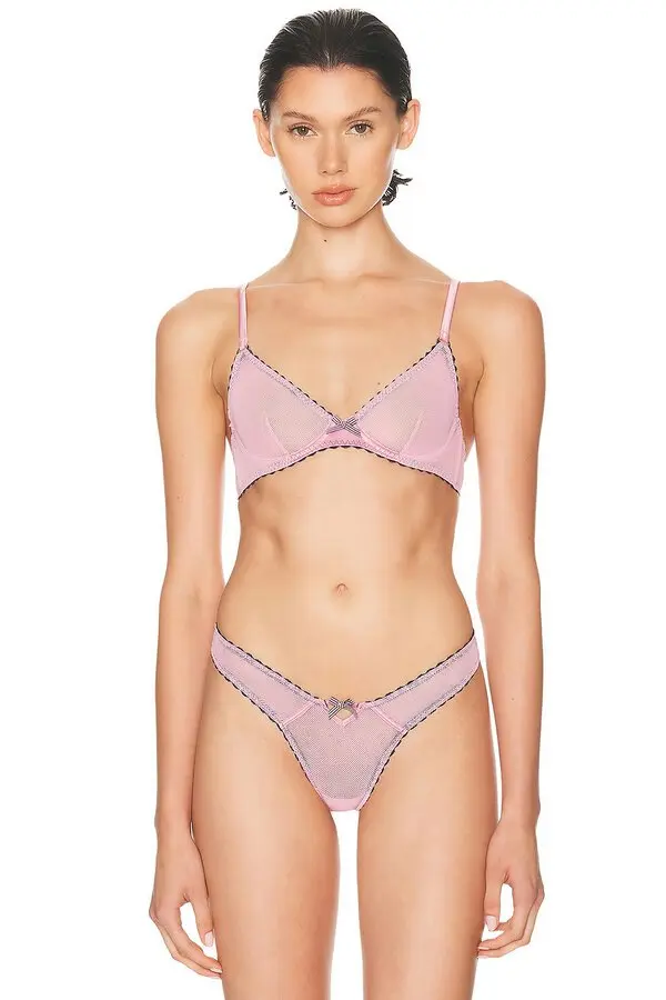 Fleur Du Mal Sabrina Mesh Demi Bra In Pink - Bisou