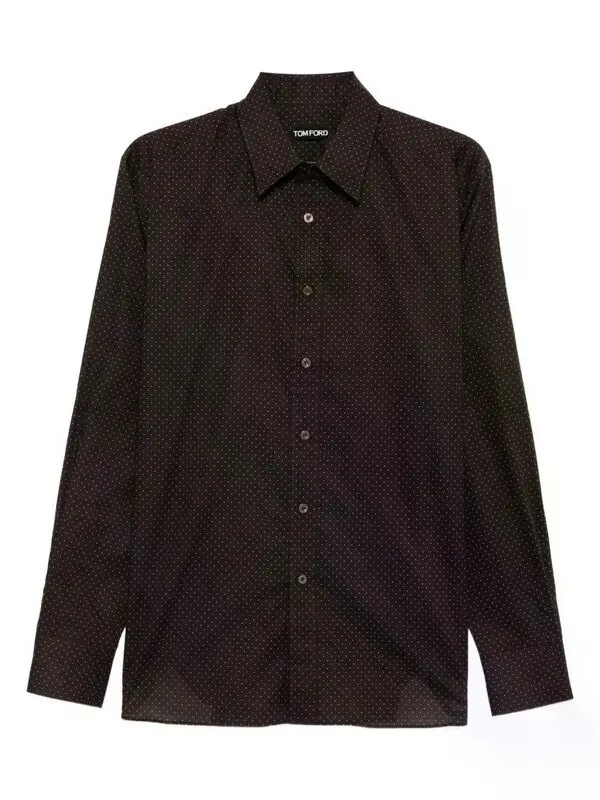 TOM FORD Polka-dot Cotton Shirt - Brown