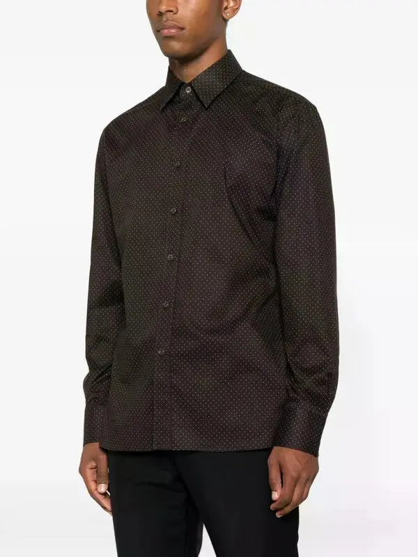 TOM FORD Polka-dot Cotton Shirt - Brown